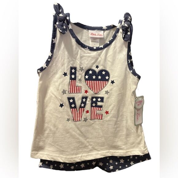 Little Lass | Matching Sets | Little Lass 2piece Shorttank Red White ...